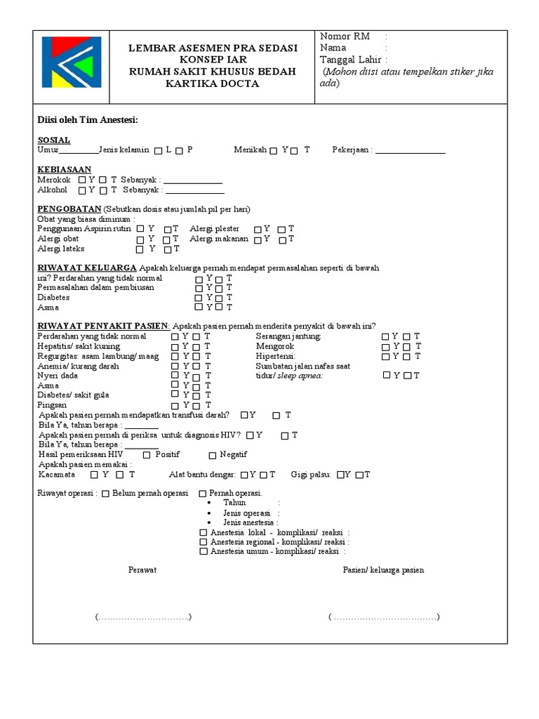 Asesment Sedasi Konsep IAR | PDF
