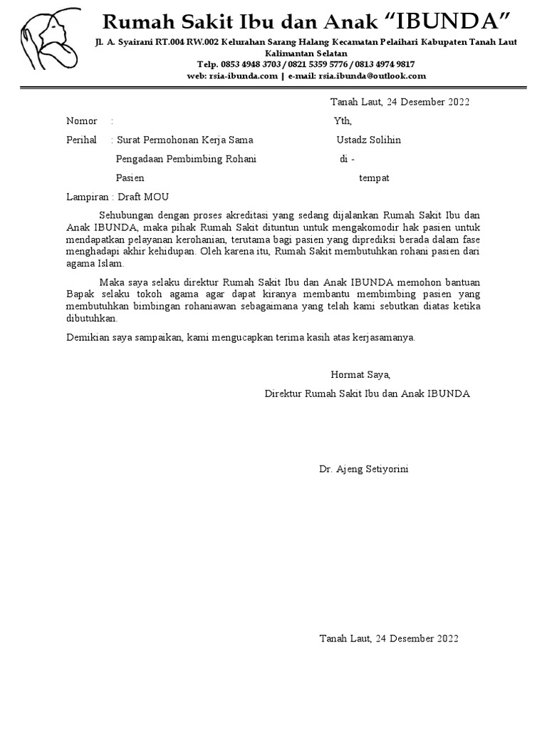 Surat Permohonan Mou | PDF