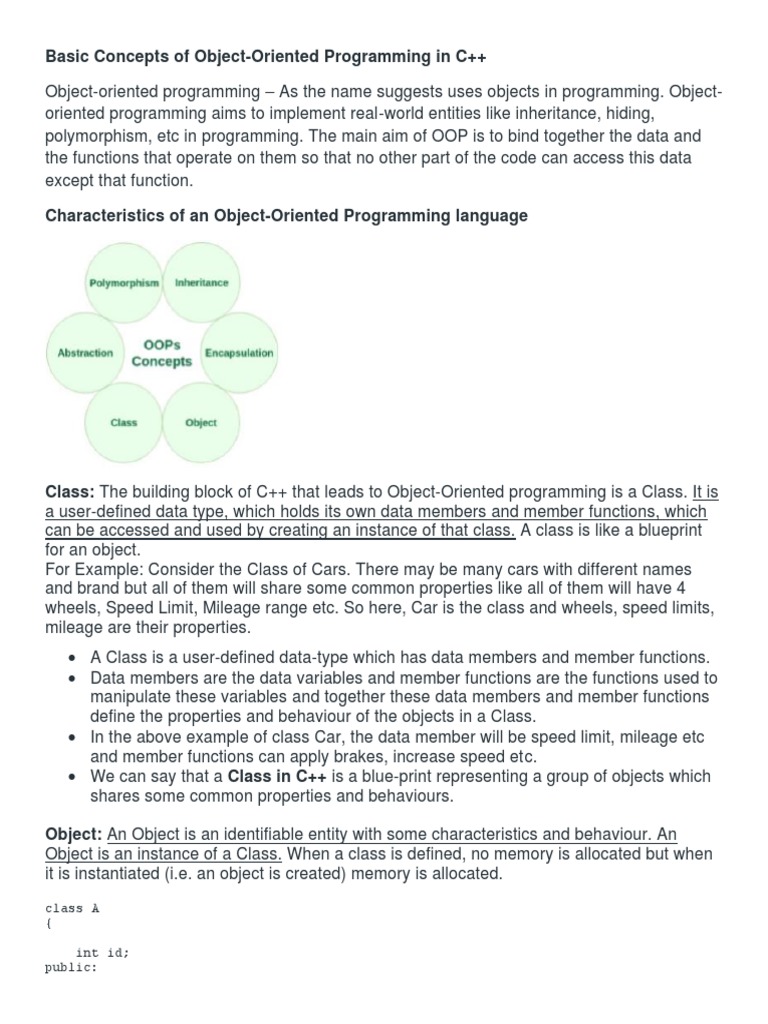 Unit-1.7_Basic Concepts of OOP in C++ | PDF | Inheritance (Object ...