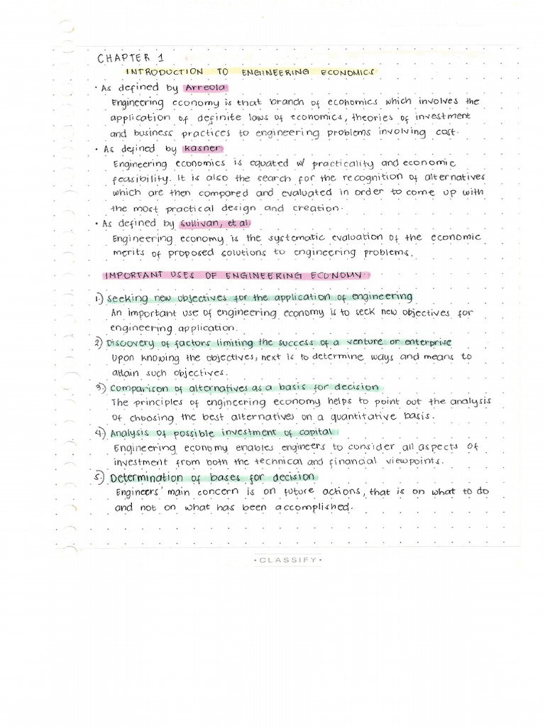 Engineering Economics Notes | PDF