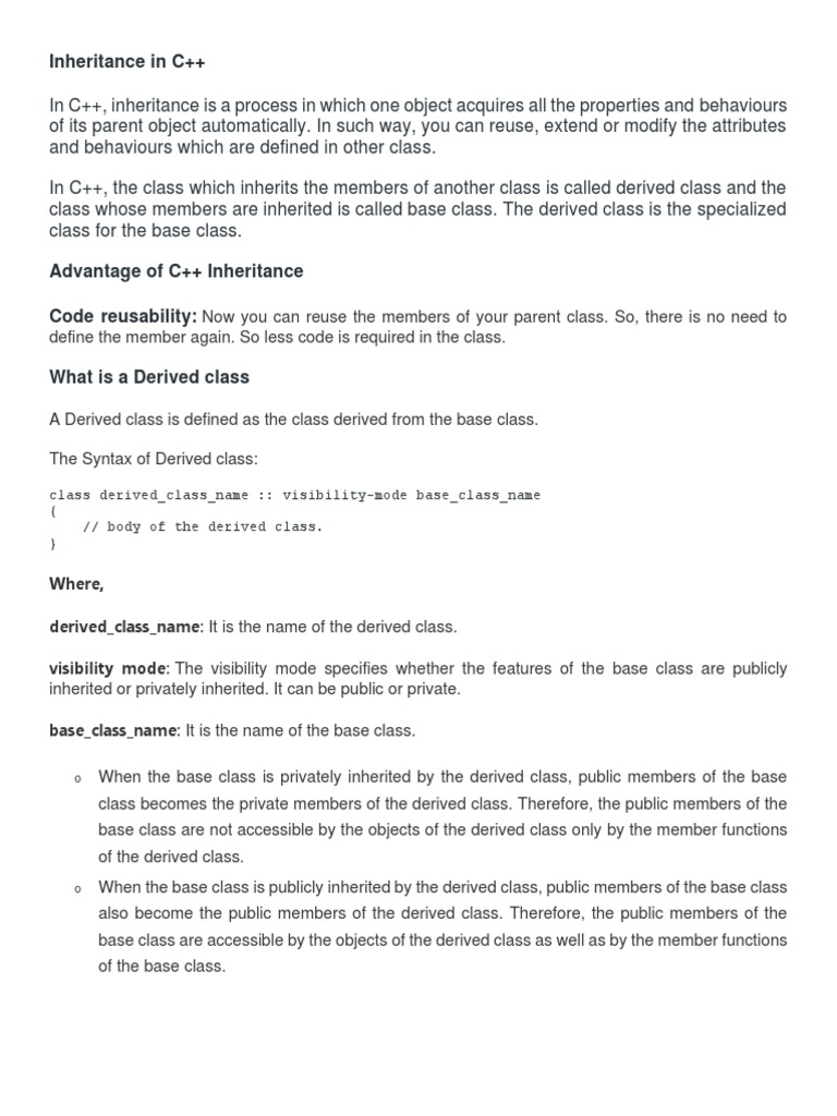 Unit-1.10 - Inheritance in C++ | PDF | Inheritance (Object Oriented ...