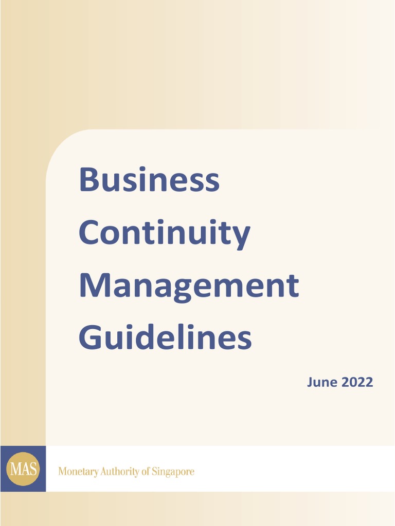 MAS Business Continuity Guidelines 2022 | PDF | Clearing (Finance) | Risk