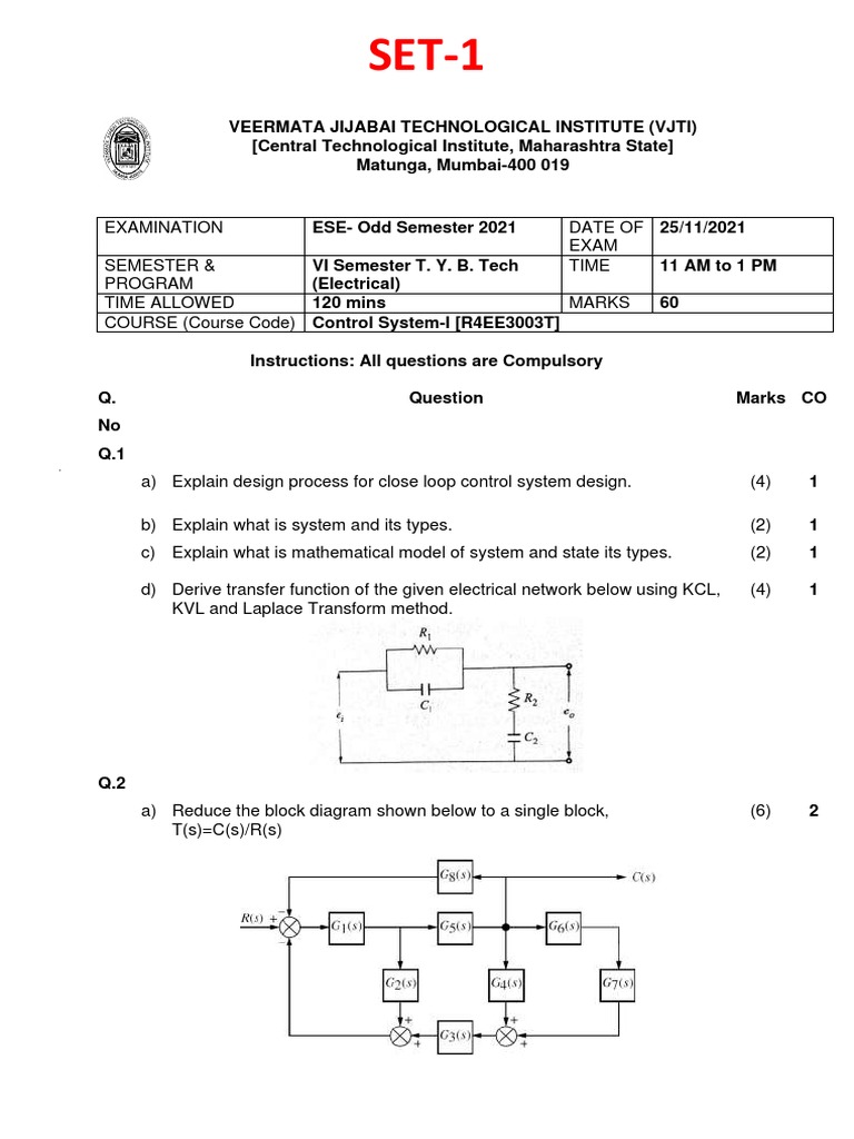 CS Set1 ESE | PDF | Systems Theory | Mechanics