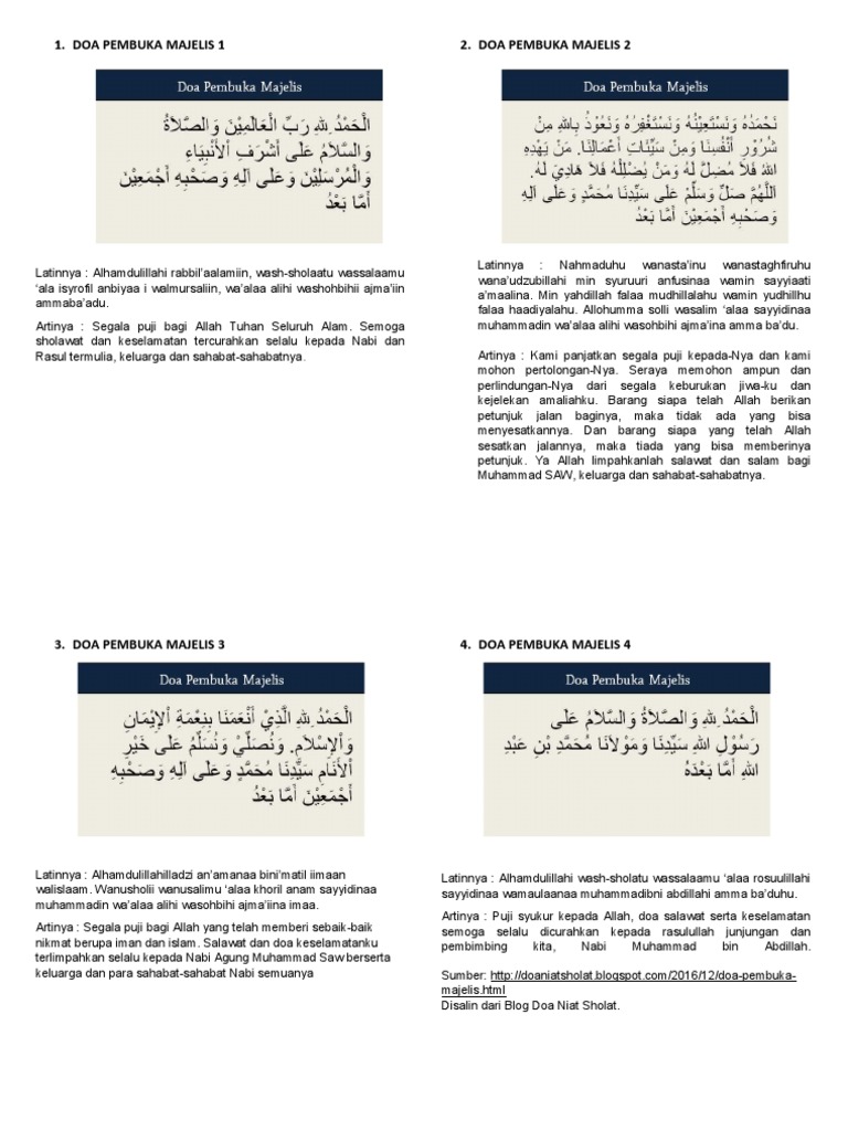 Doa Pembuka & Penutup Majelis | PDF