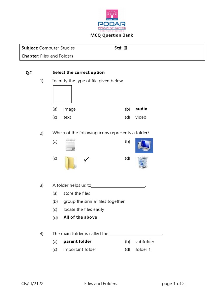 Computer Studies - Files and Folders | PDF | Computer File | Directory (Computing)