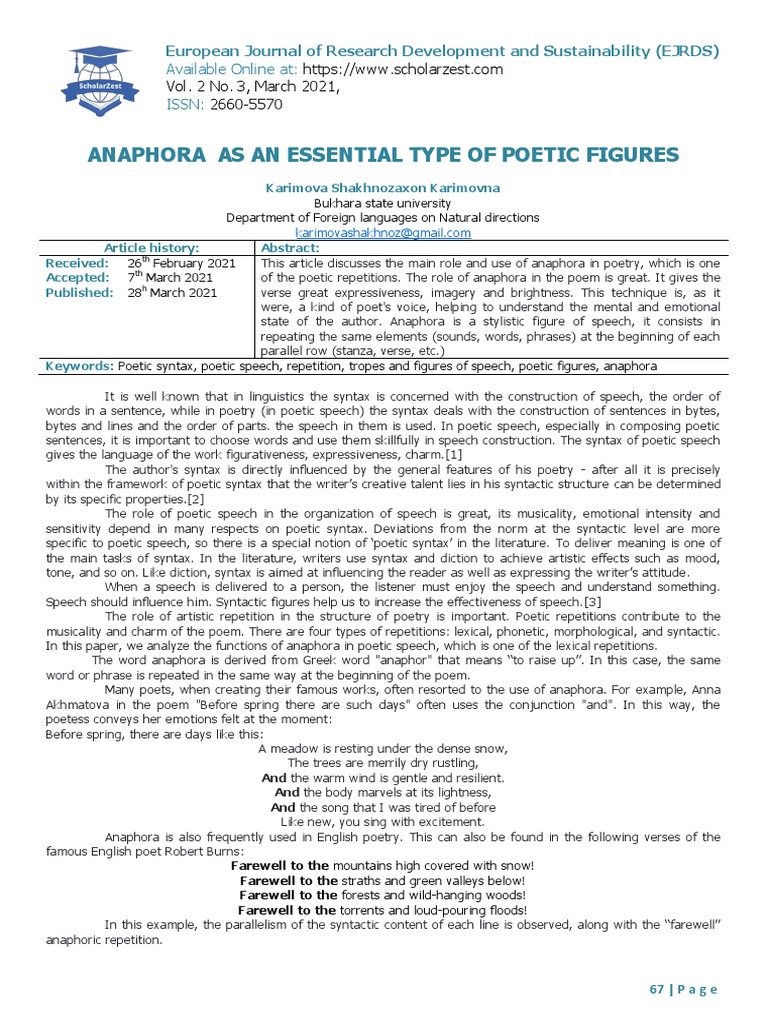 ANAPHORA | Download Free PDF | Poetry | Speech