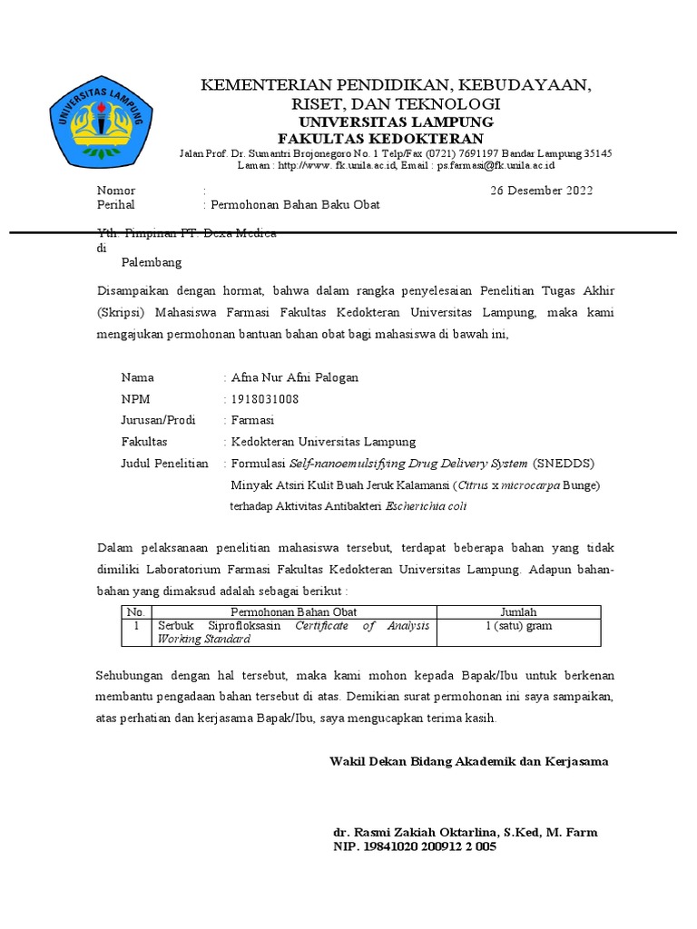 Permohonan Bahan Dexa Medica - Afna | PDF