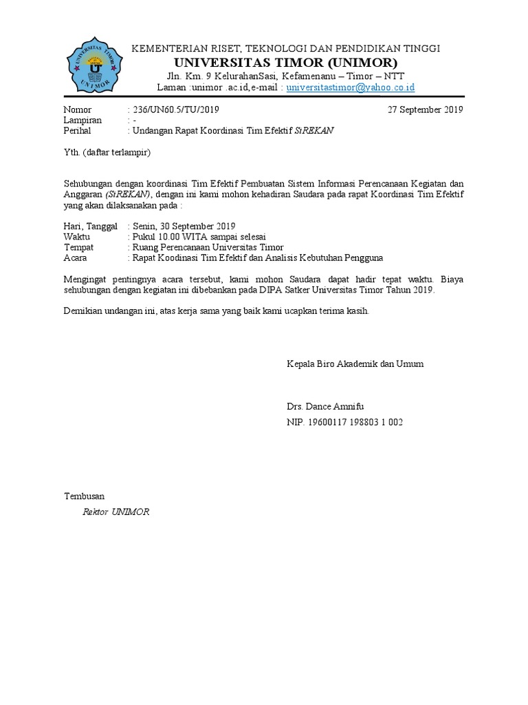 Undangan Rapat Tim Efektif | PDF | Sains & Matematika