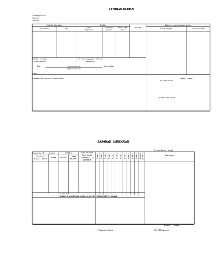 Contoh Laporan Harian | PDF