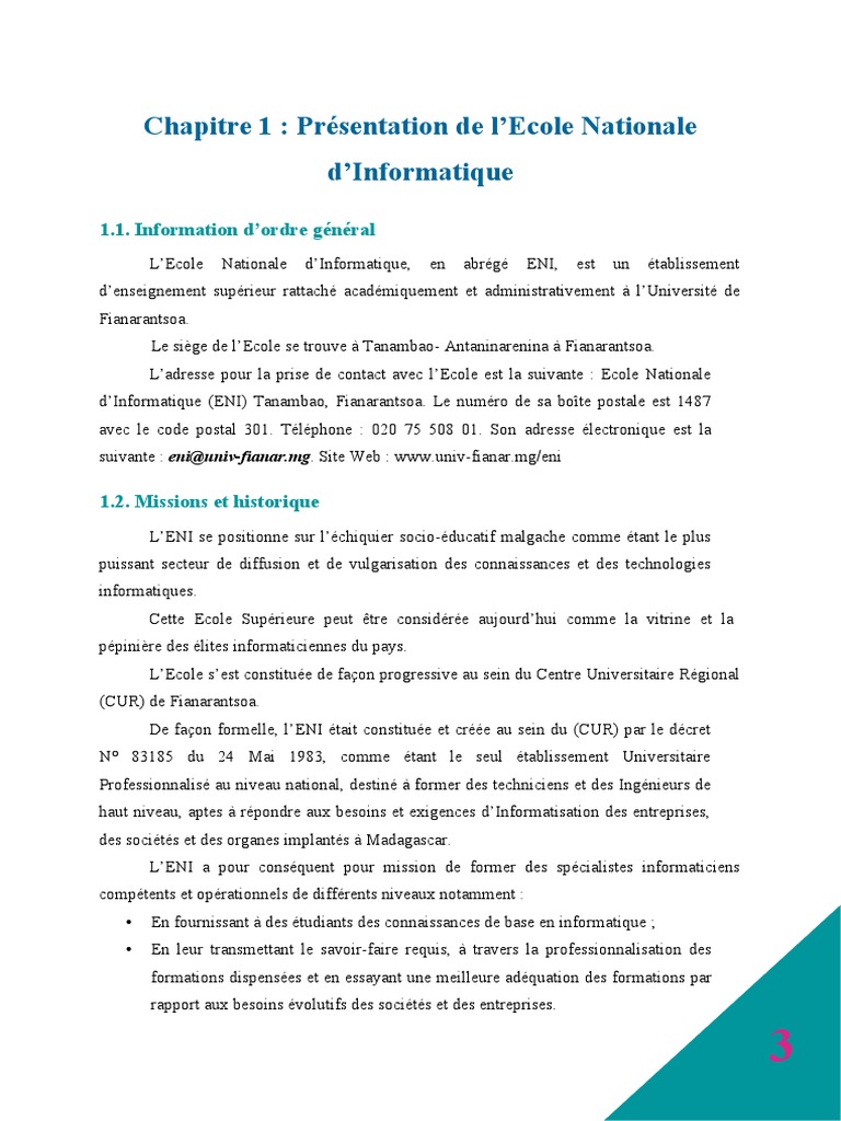 A Propos de lENI | PDF | Master (diplôme ou grade universitaire) | Doctorat