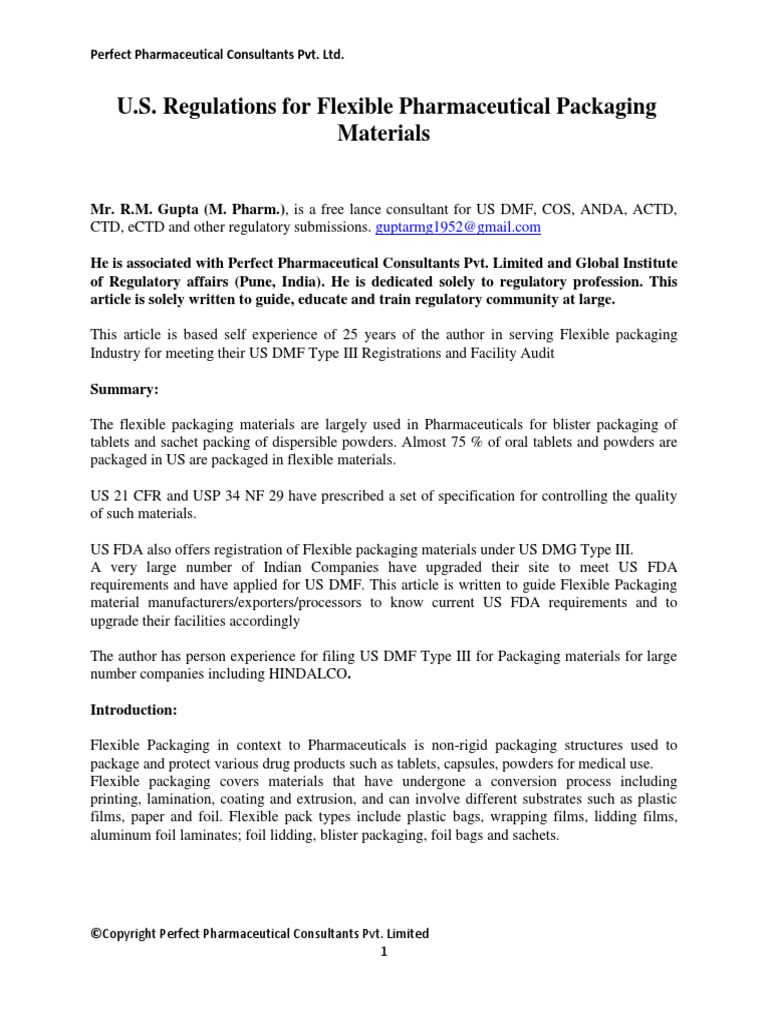 US Regulations For Flexible Packaging Materials | PDF | Polymers | Polyethylene