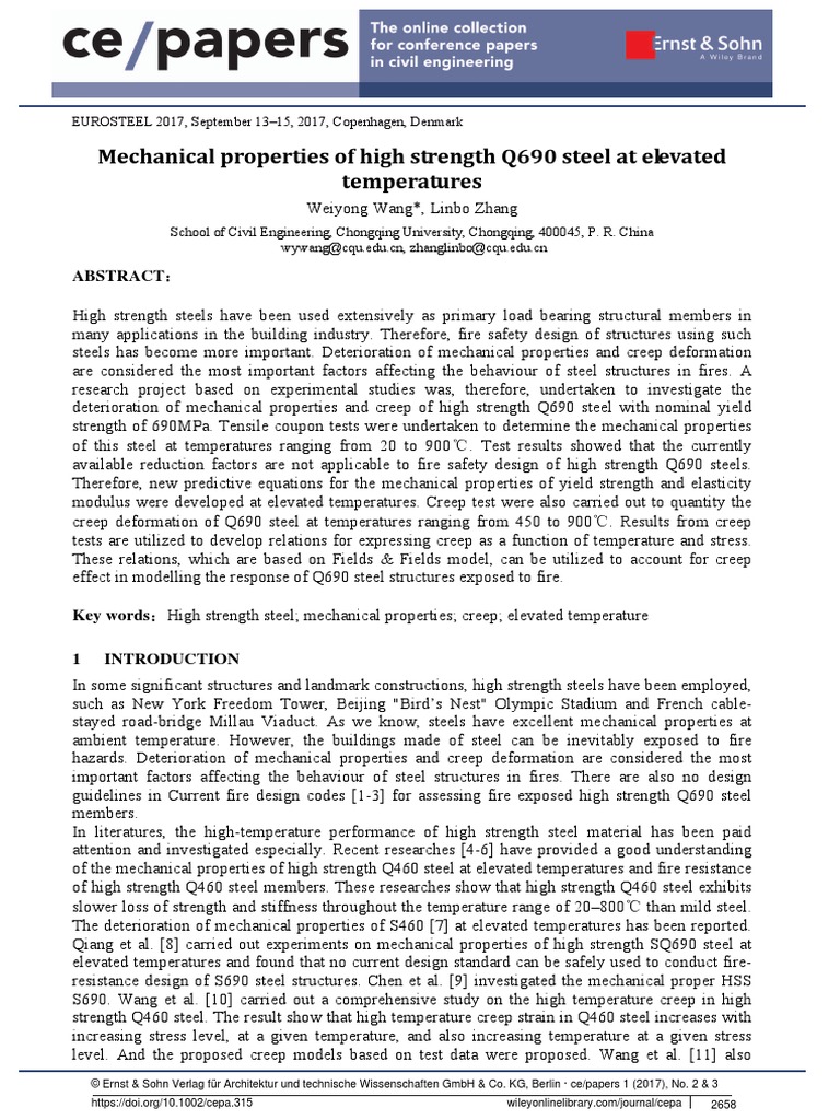Mechanical Properties of High Strength Q690 Steel at Elevated ...