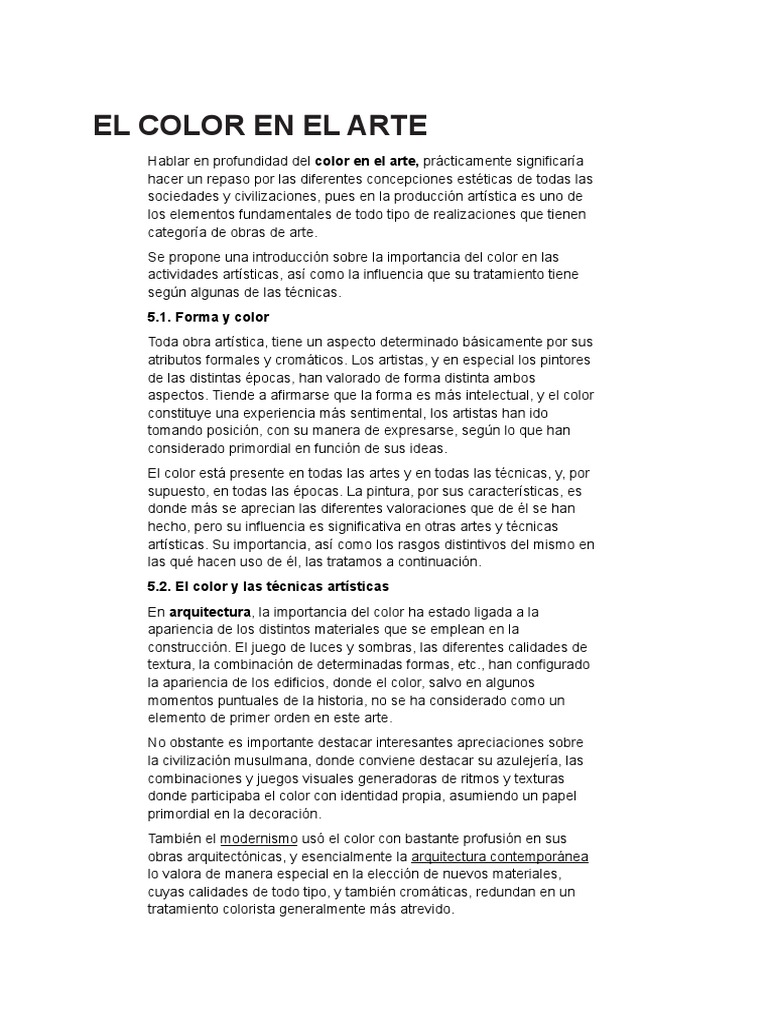 El Color en el Arte: Importancia y Técnicas | PDF | Pinturas ...