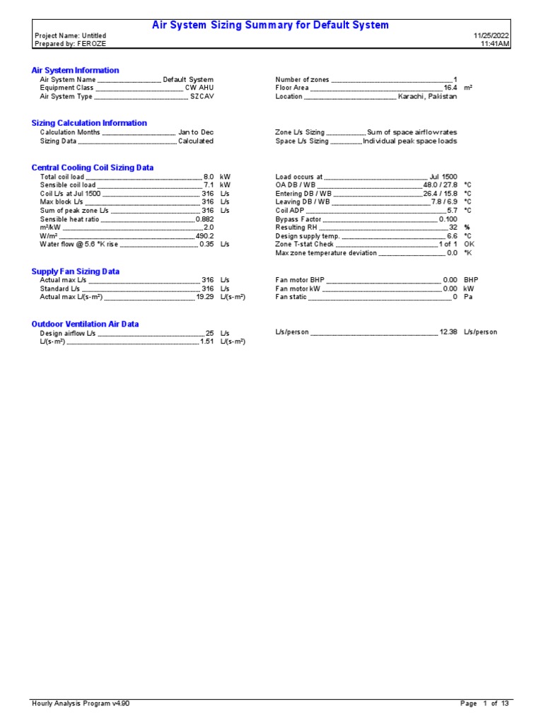 Cooling Load On HAP | PDF | Window | Latent Heat