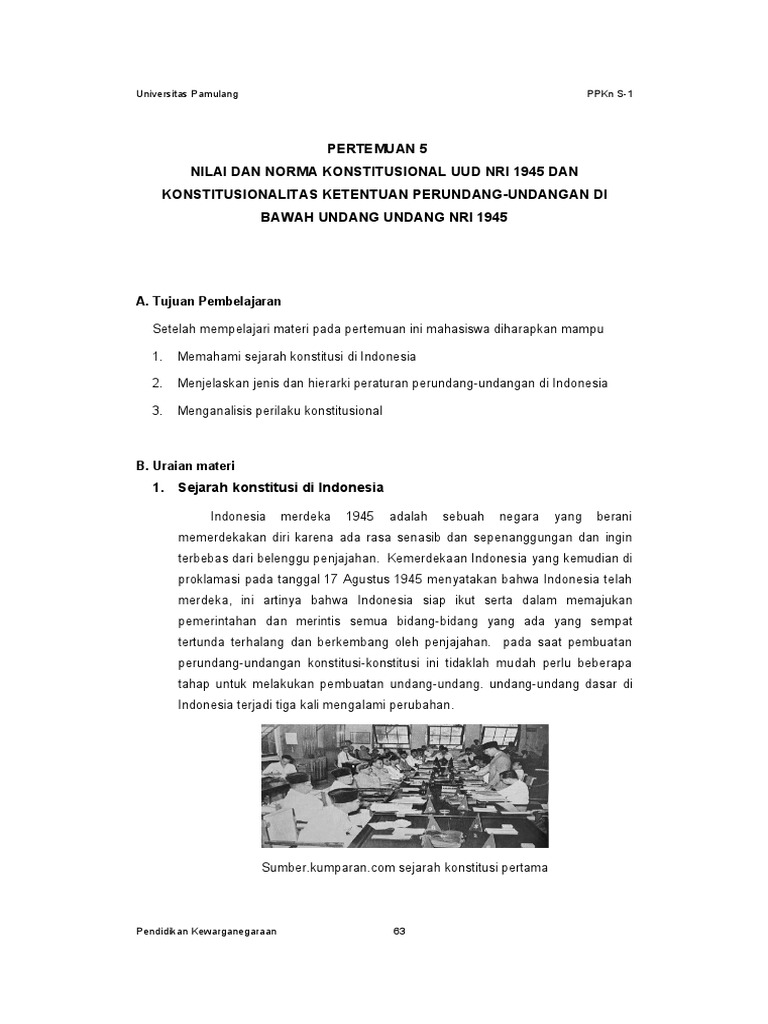 Pertemuan 5 Nilai Dan Norma Konstitusional Uud Nri 1945 Dan ...