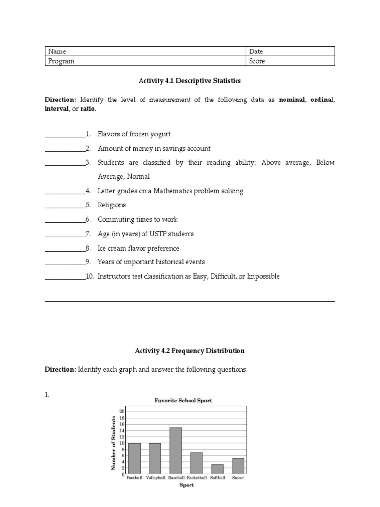 MMW Activity 4 | PDF | Level Of Measurement | Variance