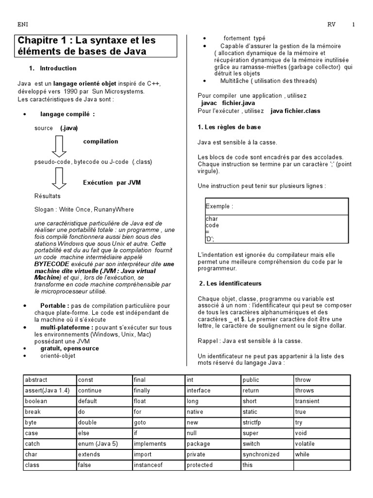 Cours L3 JAVA CHAP 1 | PDF | Structure de contrôle | Java (Langage de programmation)
