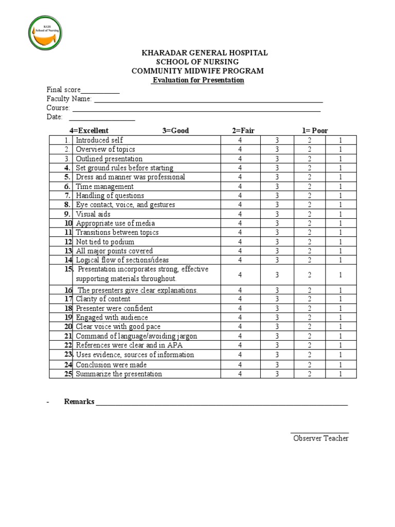 Evaluation For Student Presentation | Download Free PDF | Human Communication | Cognition