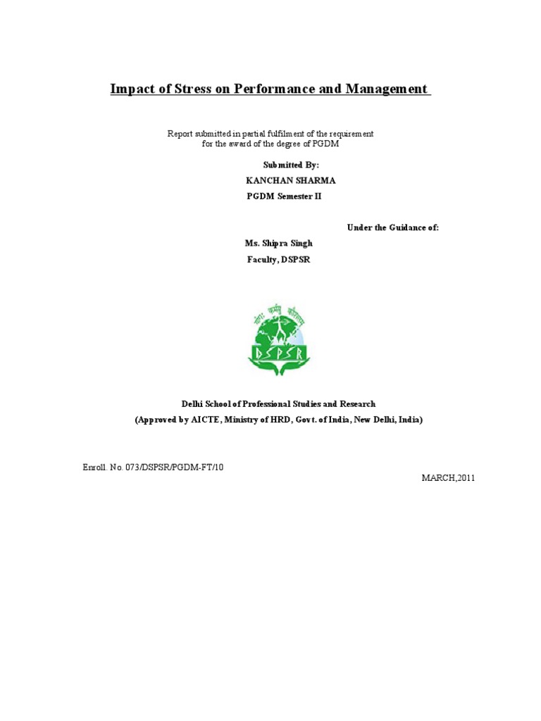 Stress Impact on Performance Management | PDF | Occupational Stress ...