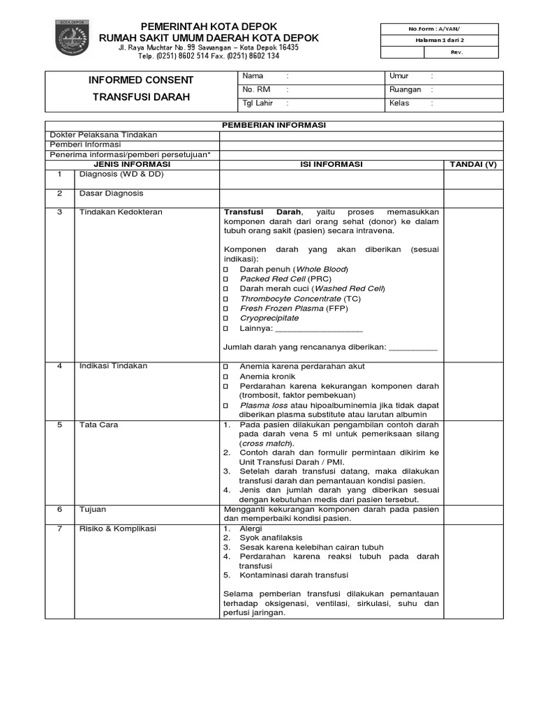 5.11 EP 2 Form IC Transfusi Darah | PDF