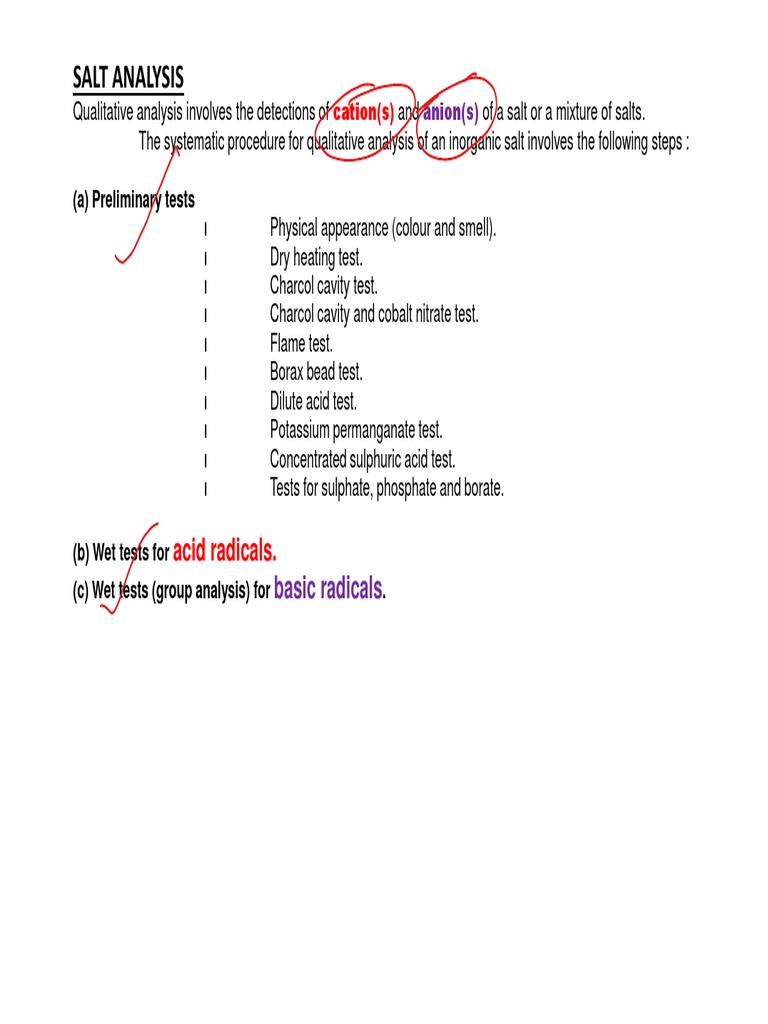 Inorganic Salt Qualitative Analysis Guide | PDF | Salt (Chemistry) | Acid