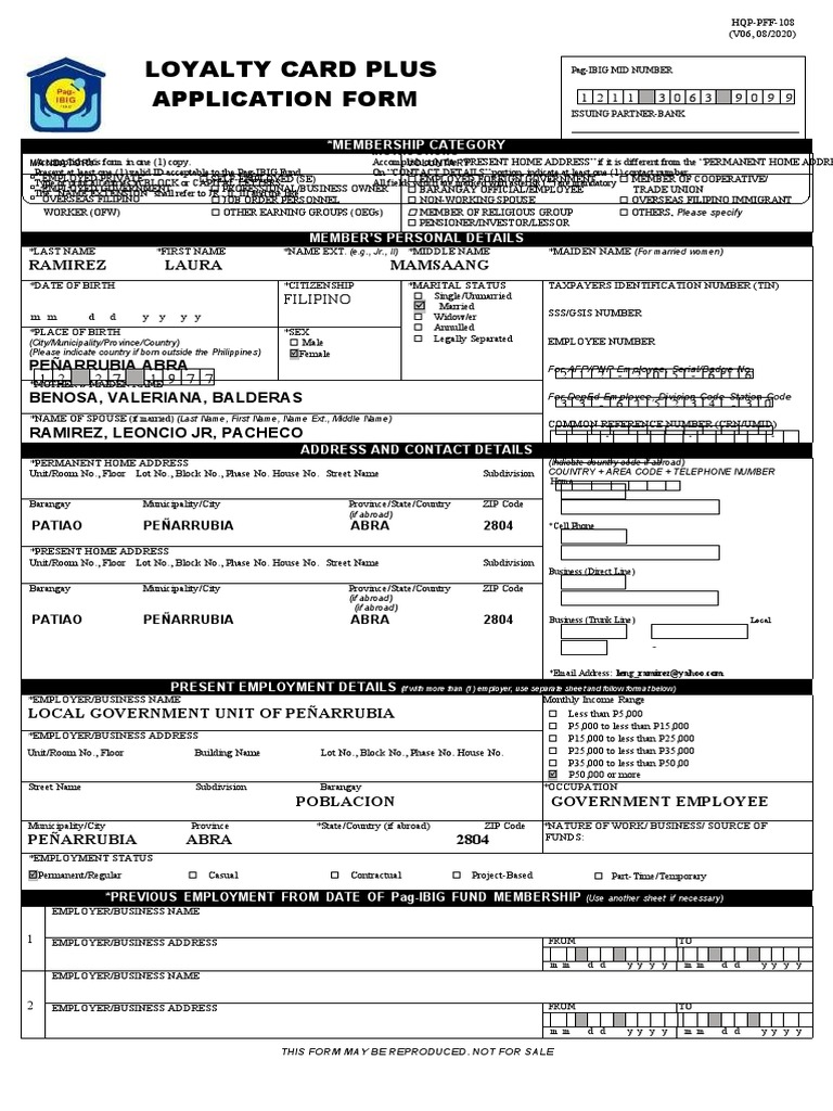 PFF108 LoyaltyCardPlusApplicationForm V06 | PDF | Identity Document ...