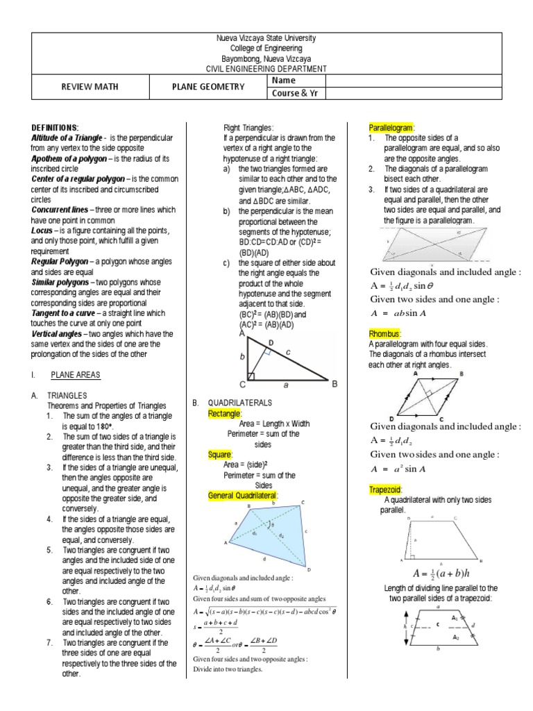 Plane Geometry | PDF | Triangle | Circle