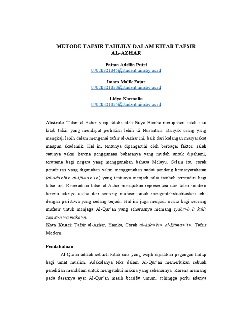 Kel. 11 Tafsir Al-Azhar 1-1 | PDF