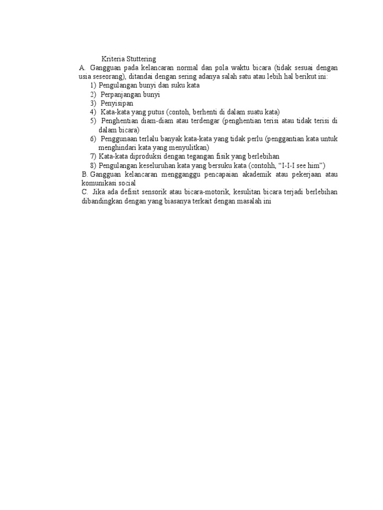 Kriteria Stuttering | PDF