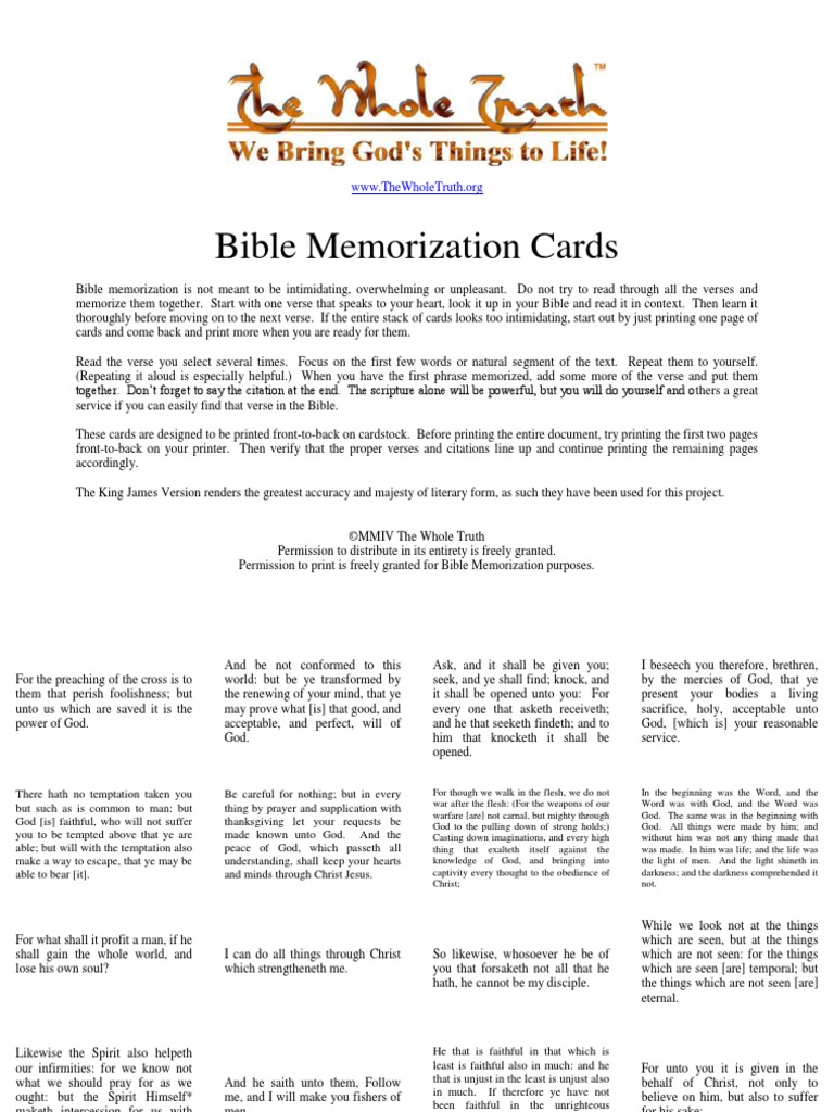 Bible Memorization Cards | PDF | Jesus | Epistle To The Romans