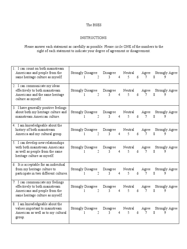 BSES Final | PDF | Attitude (Psychology) | Self Efficacy