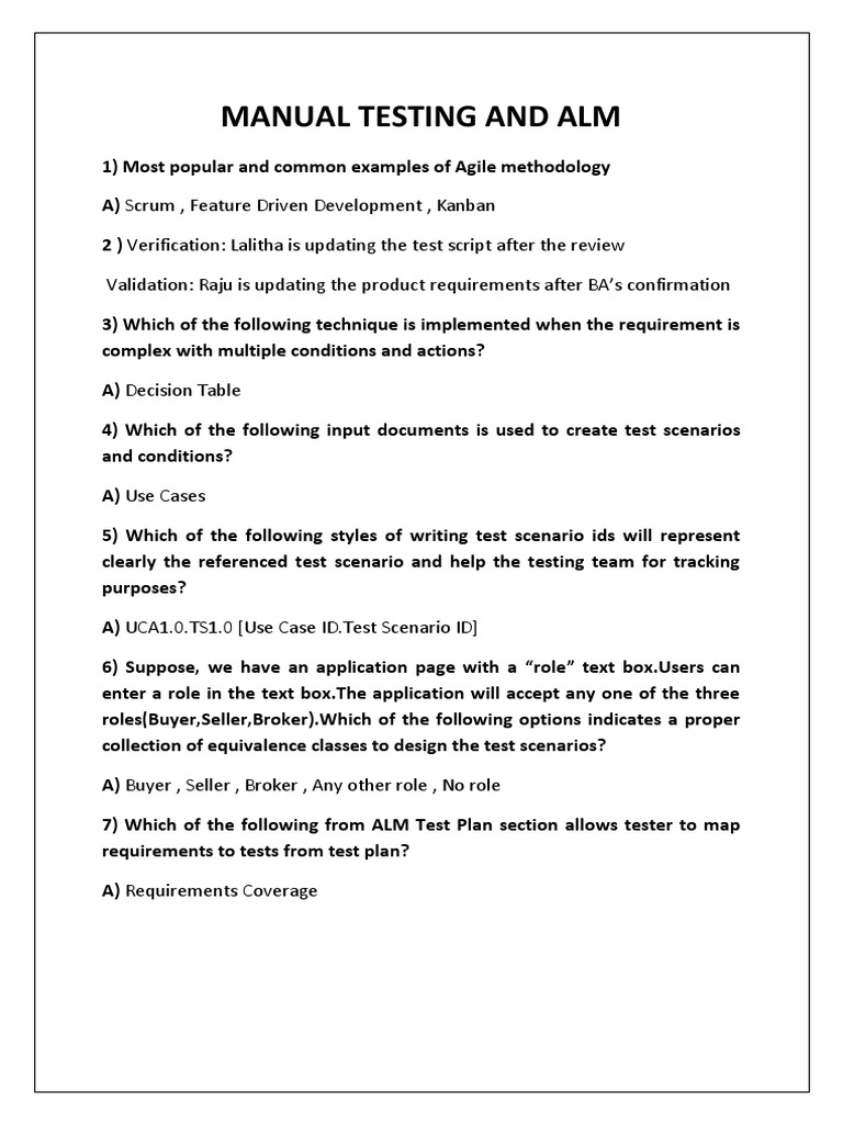 Manual Testing & ALM Essentials | PDF | Scrum (Software Development ...