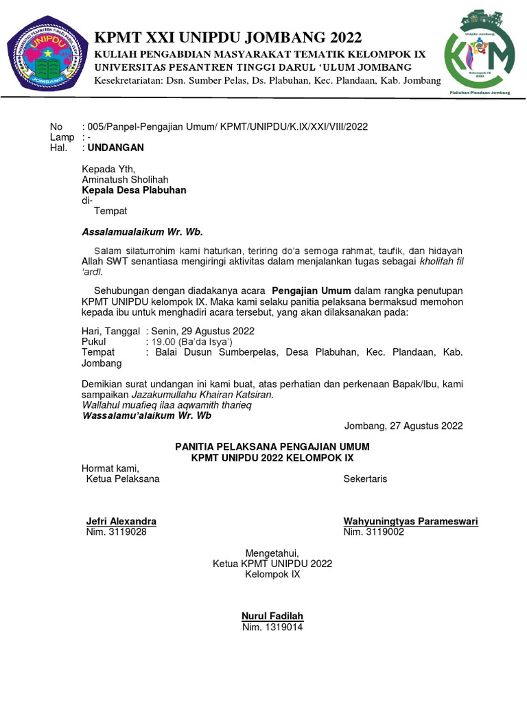 File Undangan Kepala Desa KKN | PDF