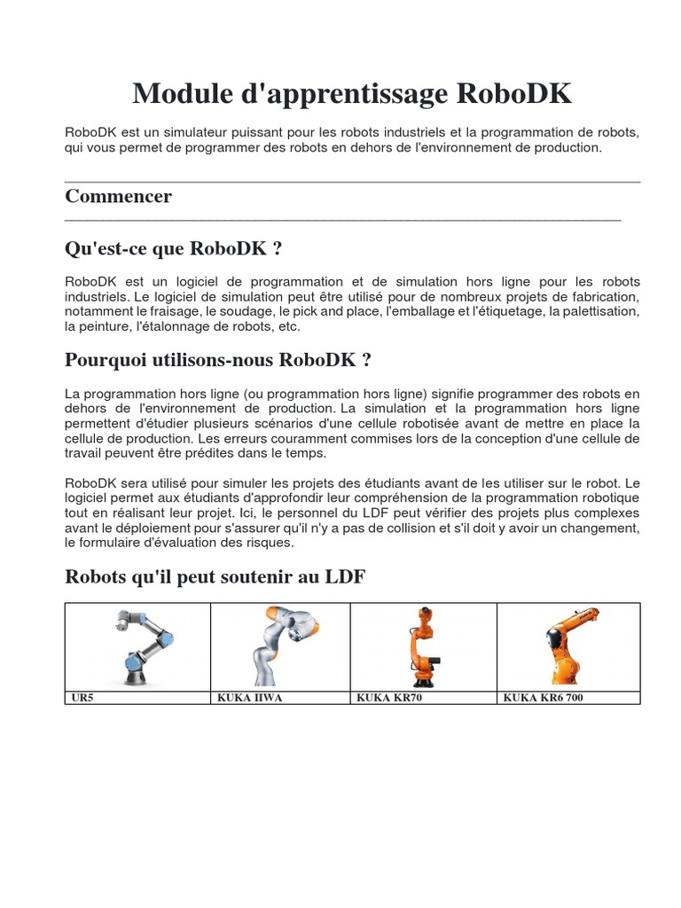 Module D'apprentissage RoboDK | PDF | Programme informatique | Programmation