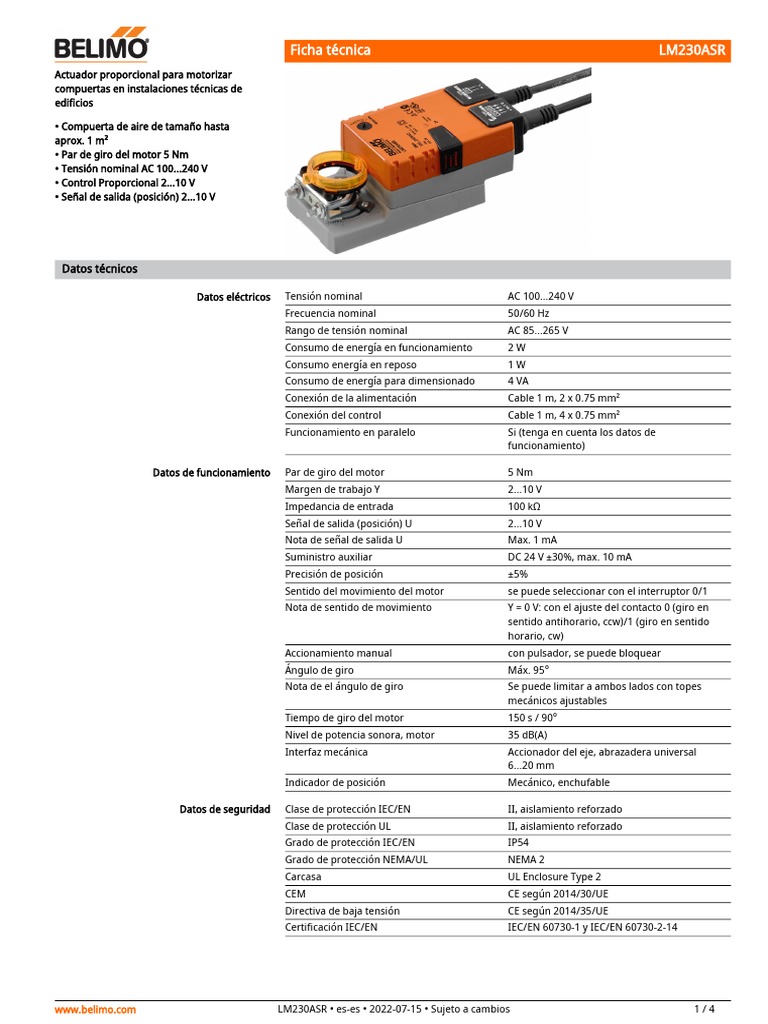 Belimo LM230ASR Datasheet Es-Es | PDF | Solenoide | Bienes manufacturados