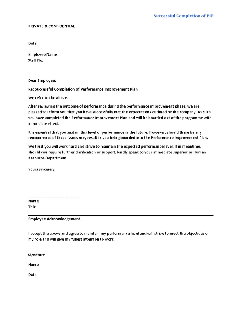 PIP Completion Confirmation | PDF