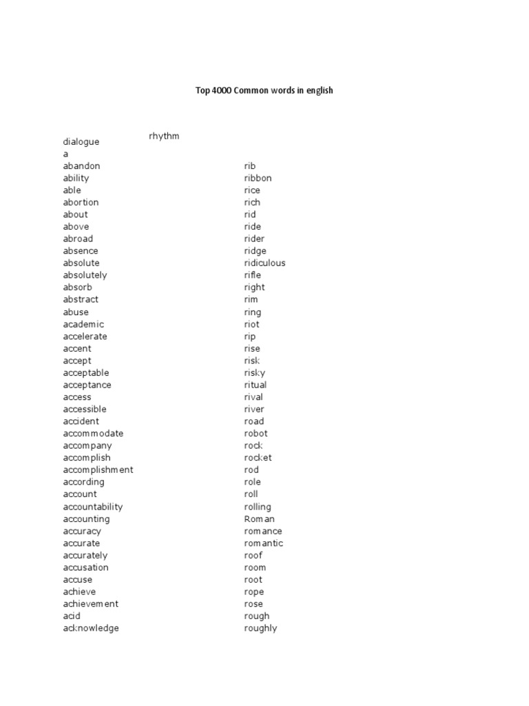 Top 4000 Common Words in English | PDF | Employment | Economics