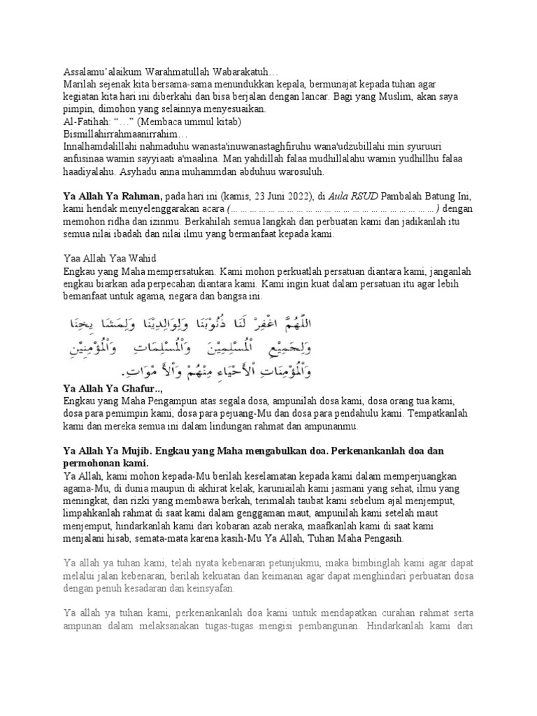 Ya Allah Ya Rahman, Pada Hari Ini (Kamis, 23 Juni 2022), Di Aula RSUD ...