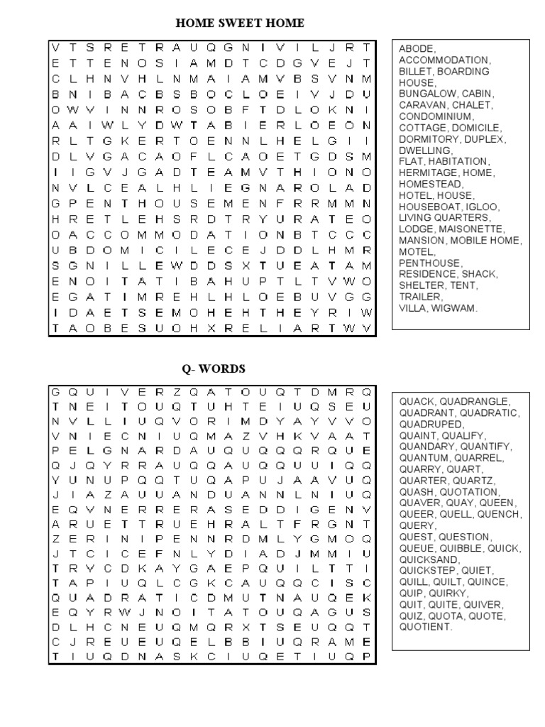 Vocabulary Word Search List | PDF