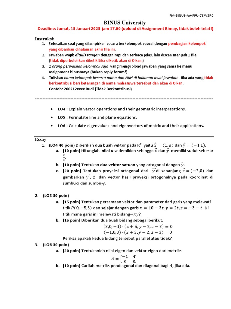Assignment - Linear Algebra-3 | PDF Assignment - Linear Algebra-3 | PDF
