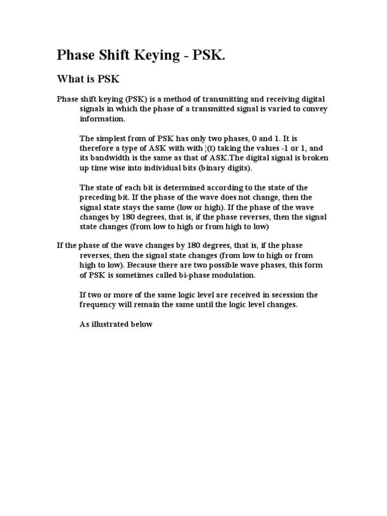 Phase Shift Keying | PDF | Electronic Engineering | Telecommunications