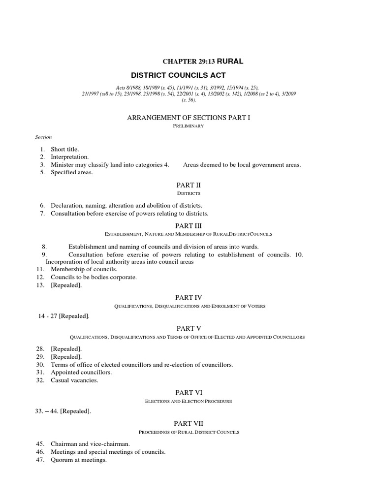 Zimbabwe Rural District Councils Act (Chapter 29:13) | PDF | Taxes | Loans