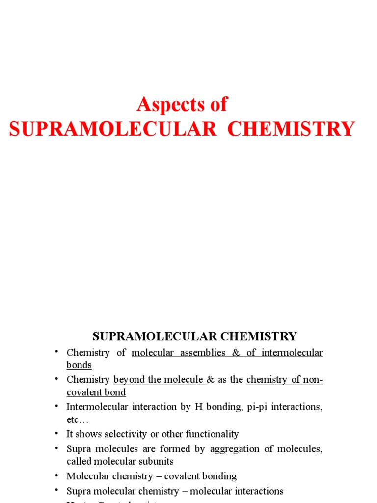 Supramolecular Chemistry | PDF | Intermolecular Force | Chemical Bond