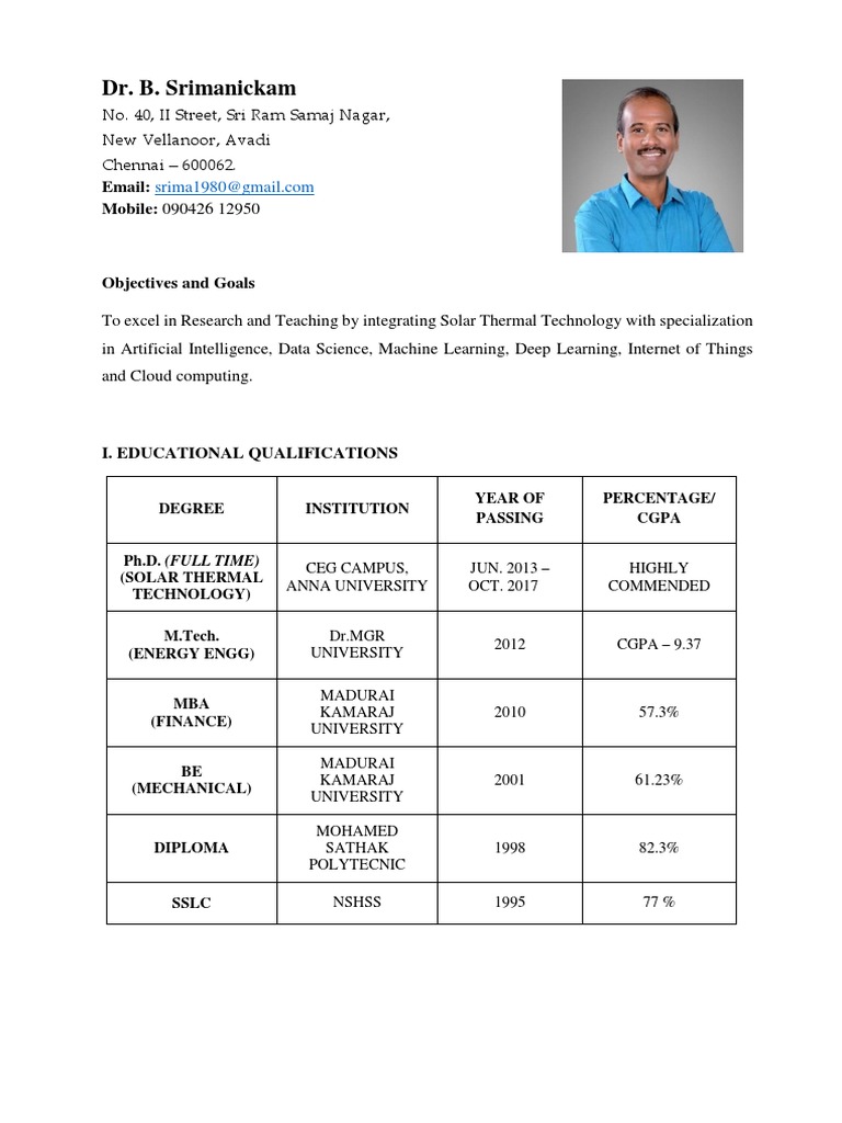 Dr. B. Srimanickam's Academic Profile | PDF | Computers | Technology & Engineering