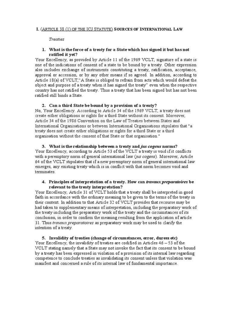 Basic International Law Questions and Answers | PDF | Treaty | Burden ...