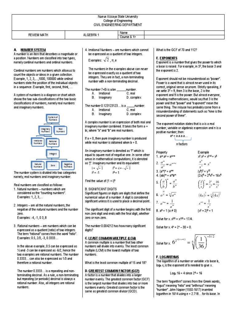 Algebra 1 | PDF | Numbers | Factorization