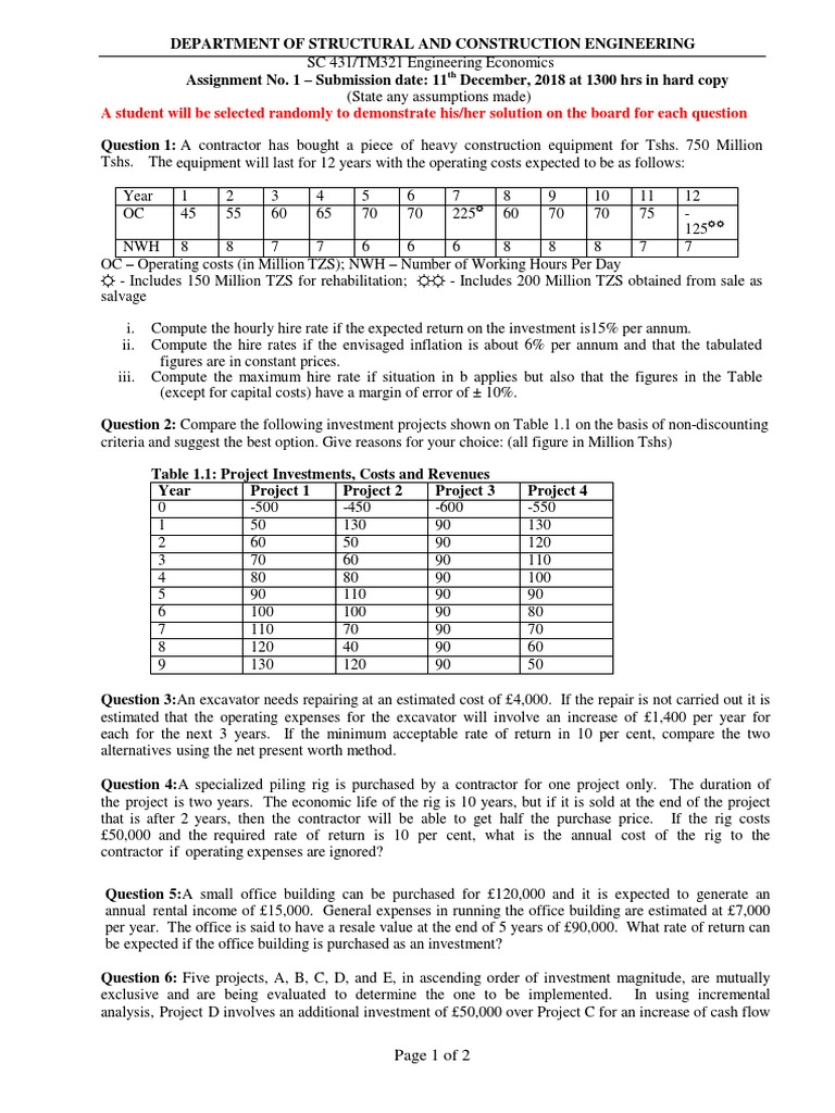 SC 431 Assignment No. 1 | PDF | Road Surface | Interest