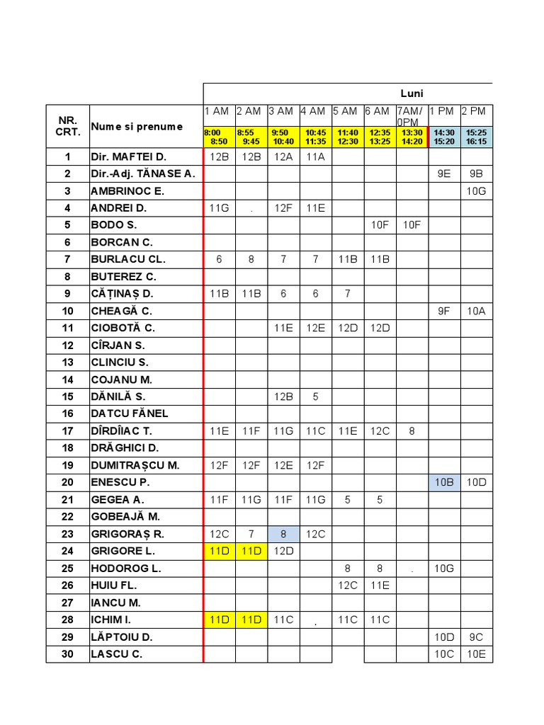 S17 Orar General LTSM | PDF