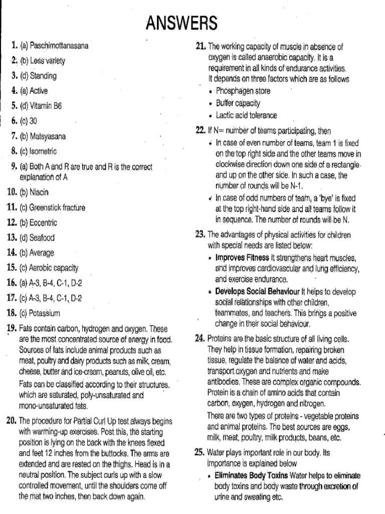 Answer Physical Education | PDF