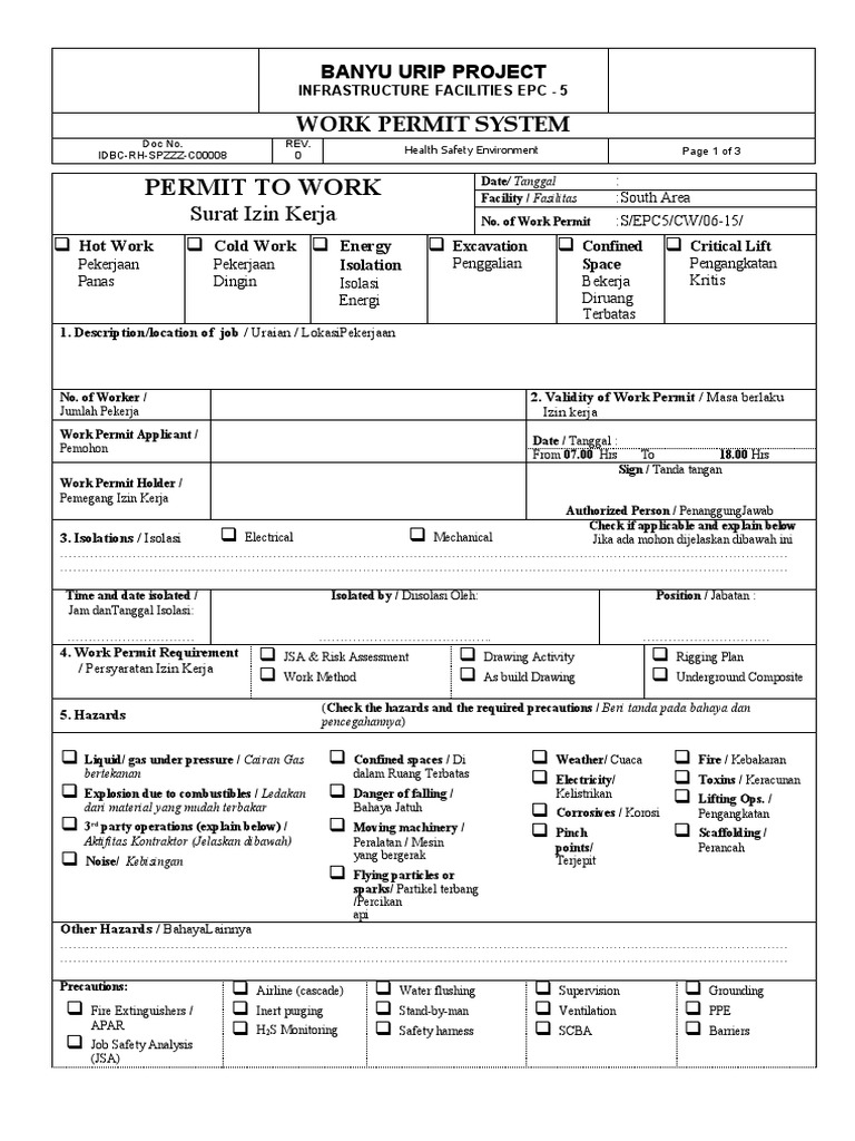 PTW Banyu Urip | PDF | Occupational Safety And Health | Safety